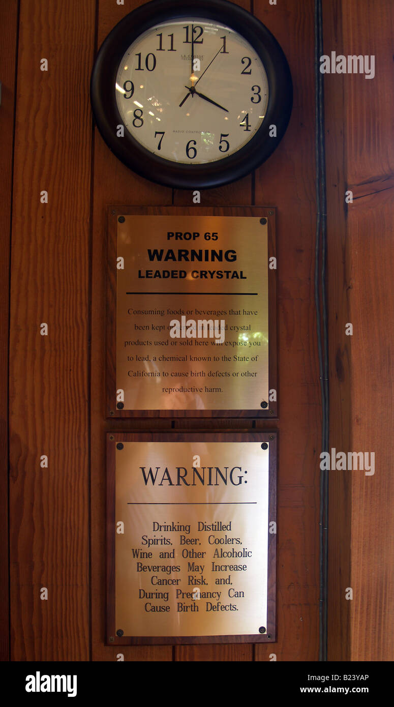 Alcohol warning signs posted at a winery in Napa Valley, California ...