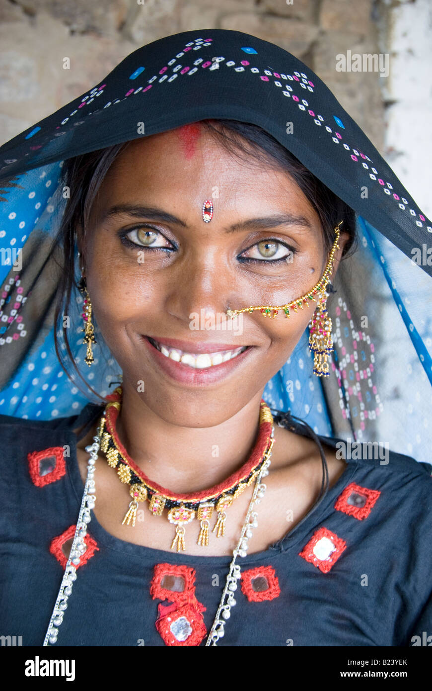 Portrait of a beautiful, traditionally dressed Indian woman from the ...