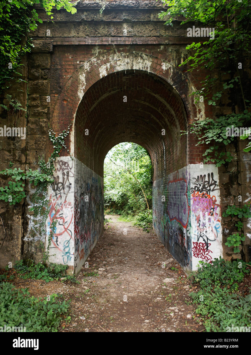 Urban art on railway underpass, Near Dunton Green, Kent Stock Photo - Alamy