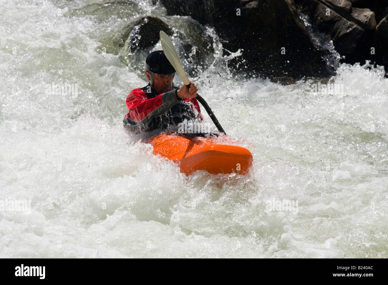 Kayak in Whitewater Stock Photo - Alamy