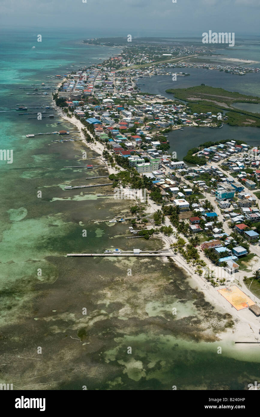 Aerial view of coastline, Belize Stock Photo - Alamy