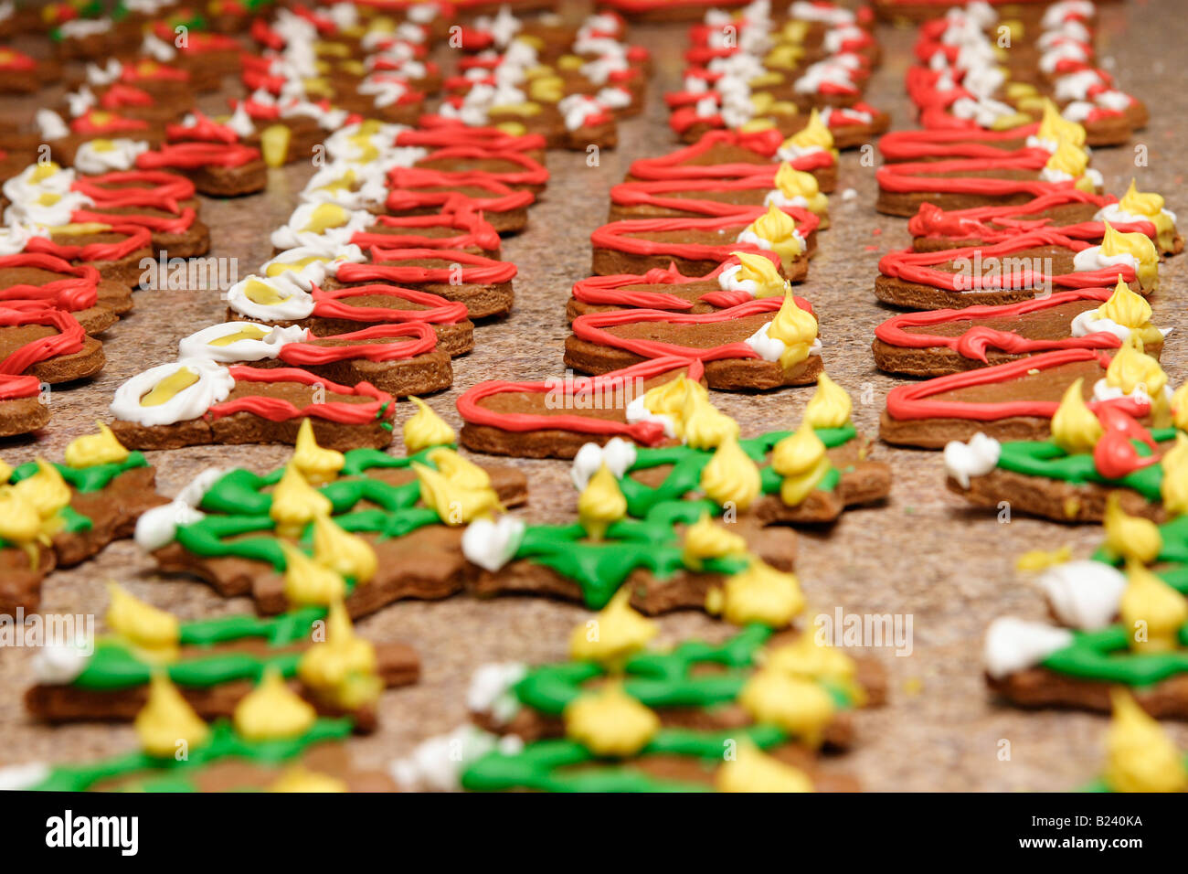 Christmas gingerbreads cookies from above overhead blurry blurred ...