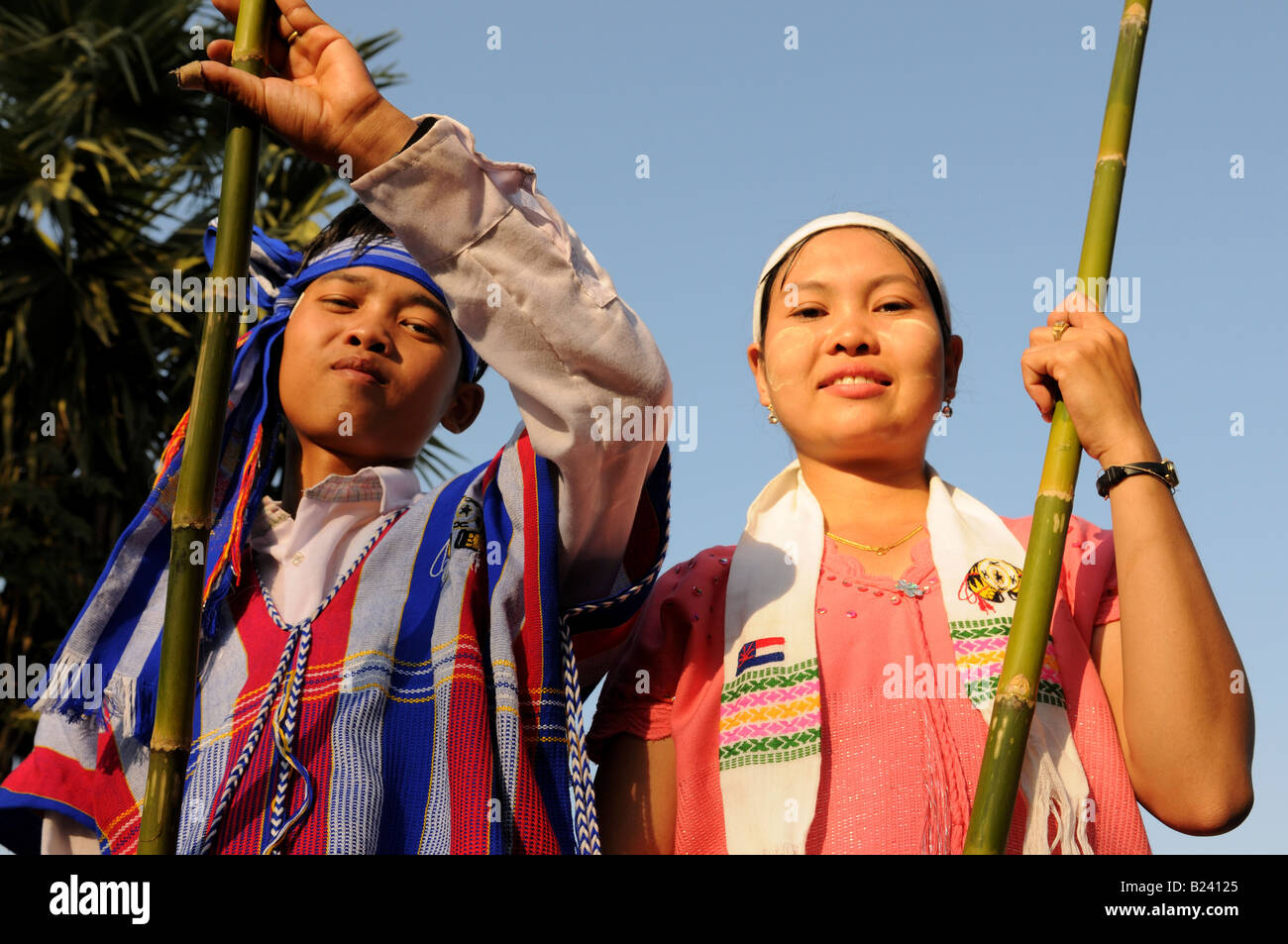 Boys and girls dancing while the annual traditional Kayan ceremony this ...