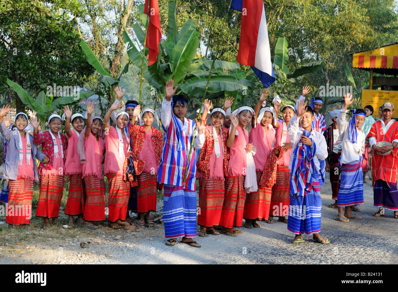 Boys and girls dancing while the annual traditional Kayan ceremony this ...