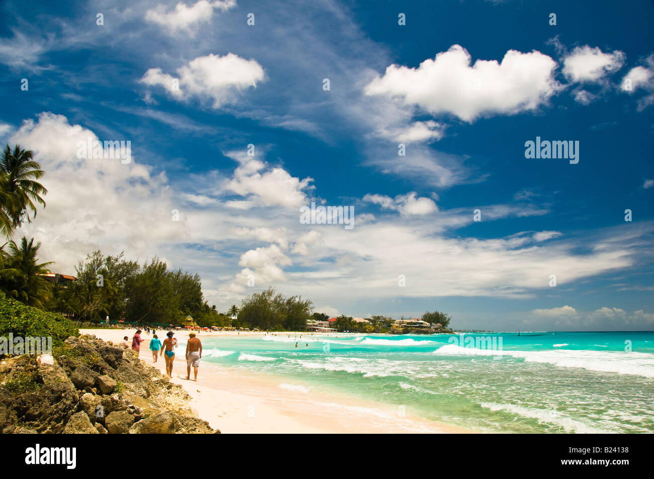 The blue sky white clouds and the turquoise waters a perfect beach ...