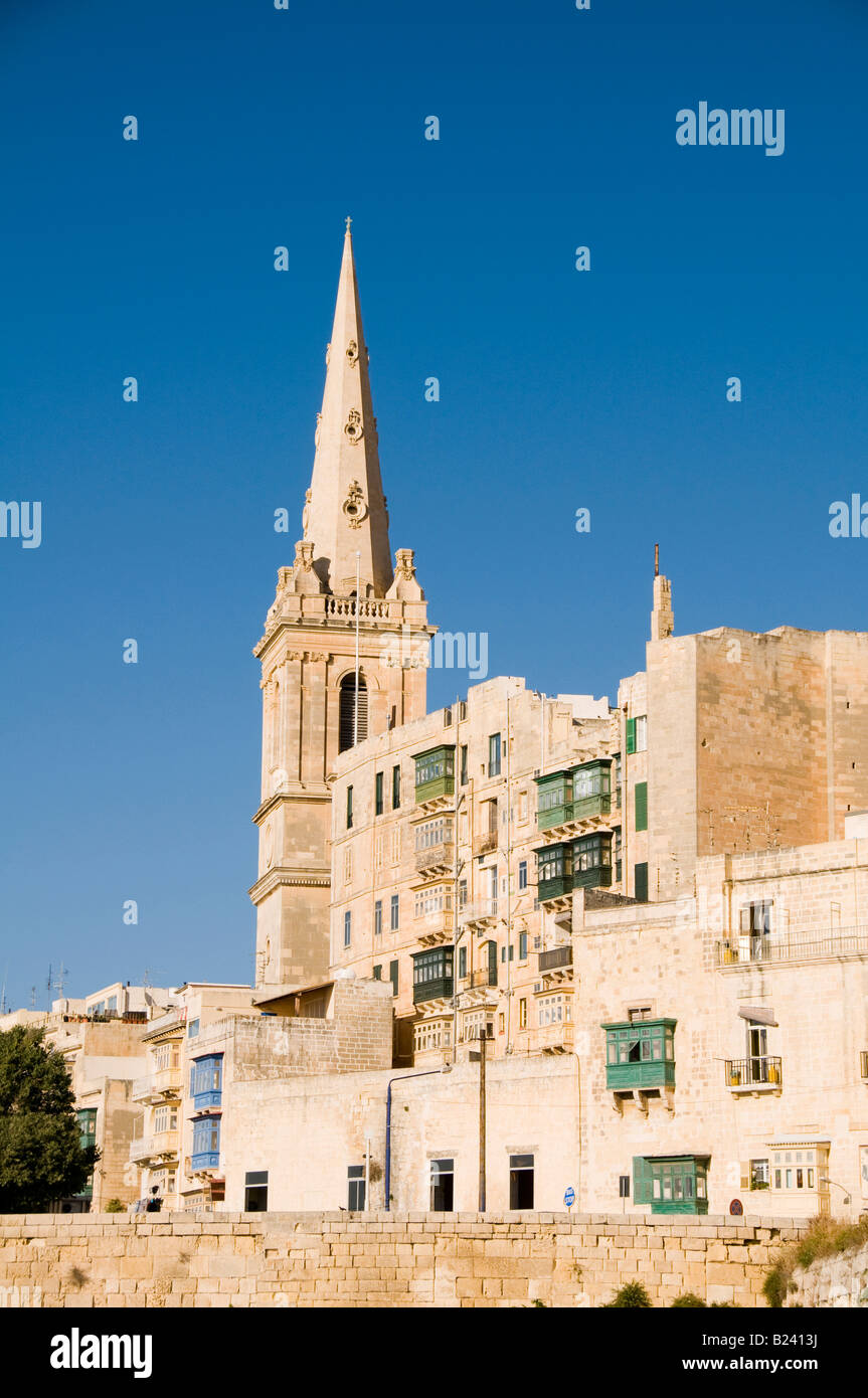 Historic church and fortification in Valletta, Malta overlooking the ...