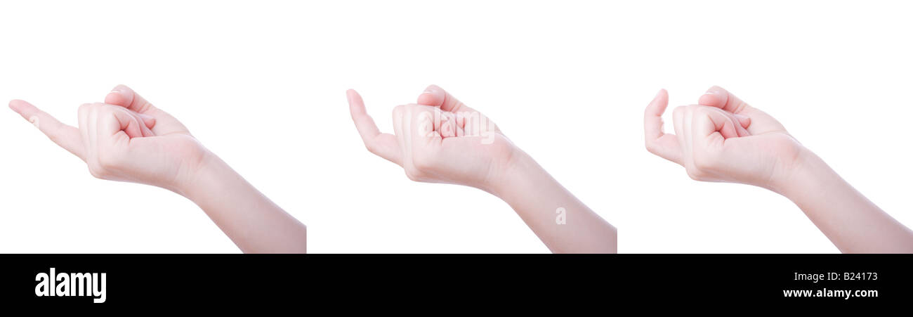Sequence of the finger calling gesture isolated on white Stock Photo ...
