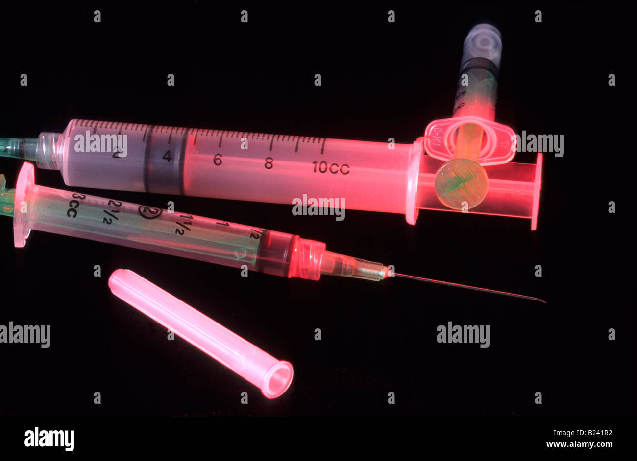 STILL LIFE SYRINGES DRAMATIC LIGHTING Stock Photo - Alamy