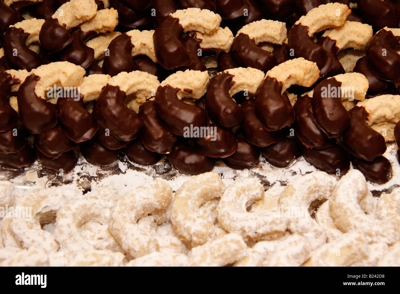 Traditional baked Christmas cookies biscuits Vanilla rolls with ...