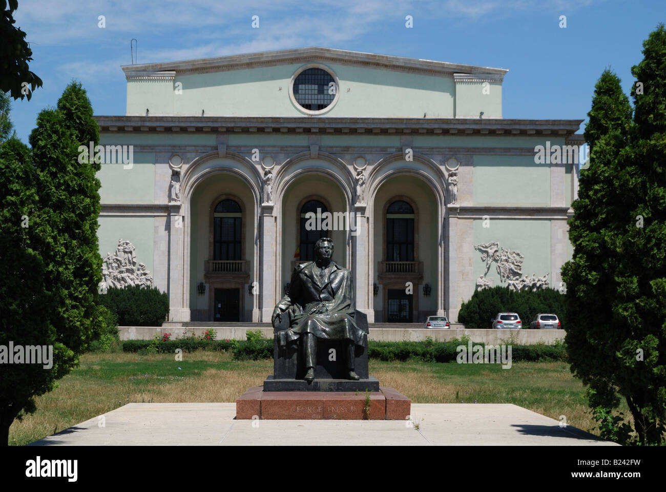 Bucharest Opera House, Romania; Statue of George Enescu Stock Photo - Alamy