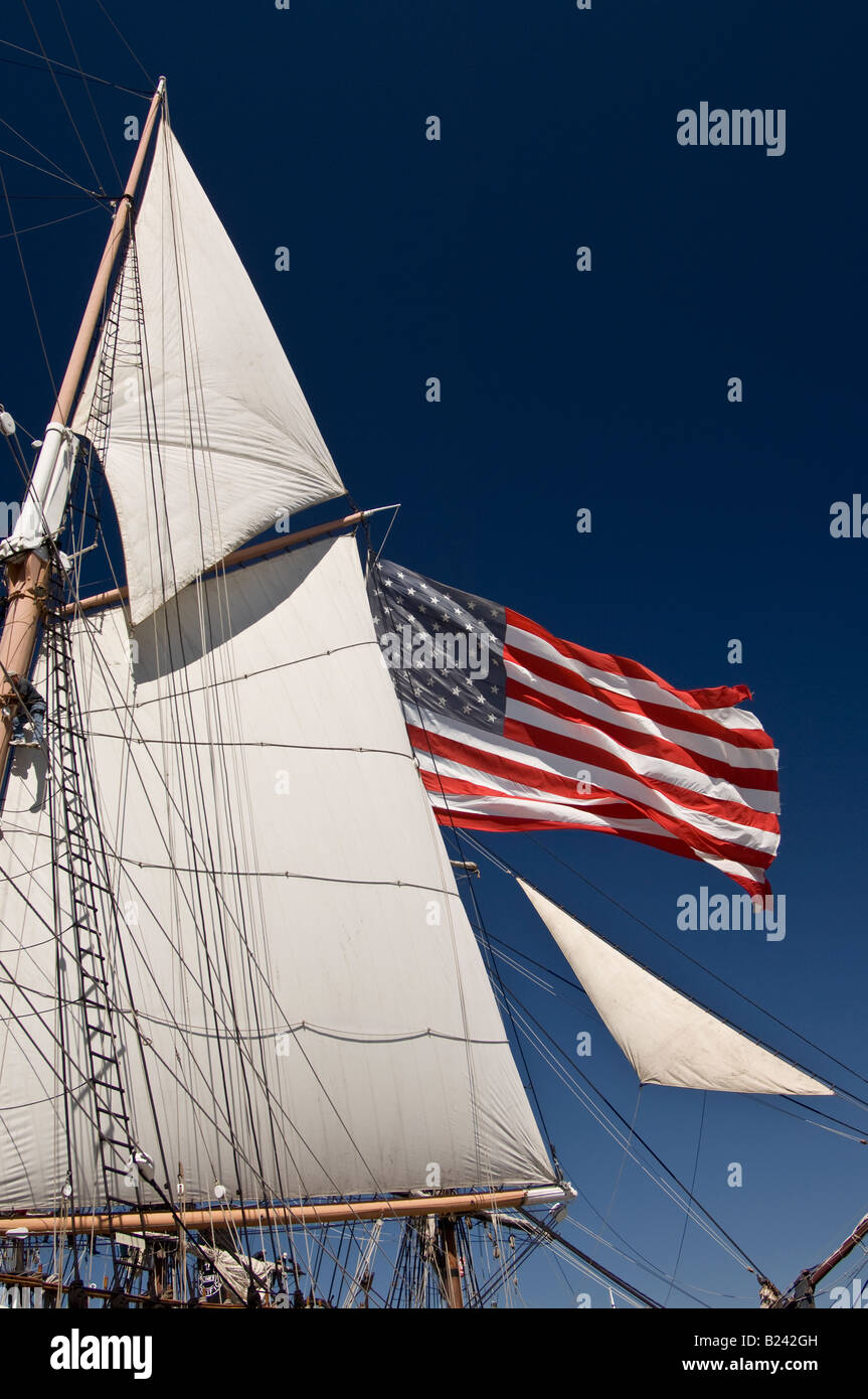 Sail and American Flag Stock Photo - Alamy