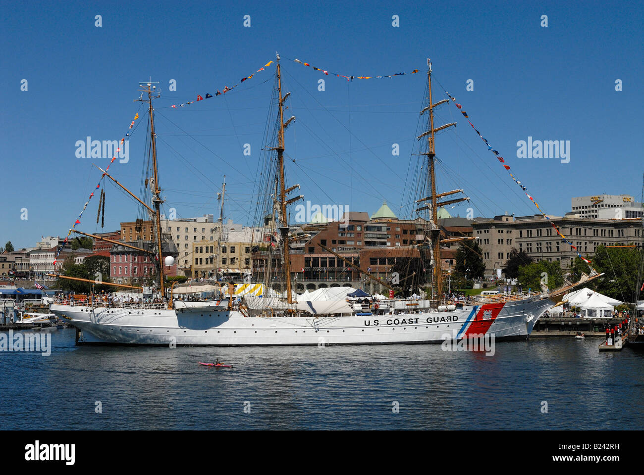 US Coastguard training barque Eagle at dock Empress Hotel in Victoria ...