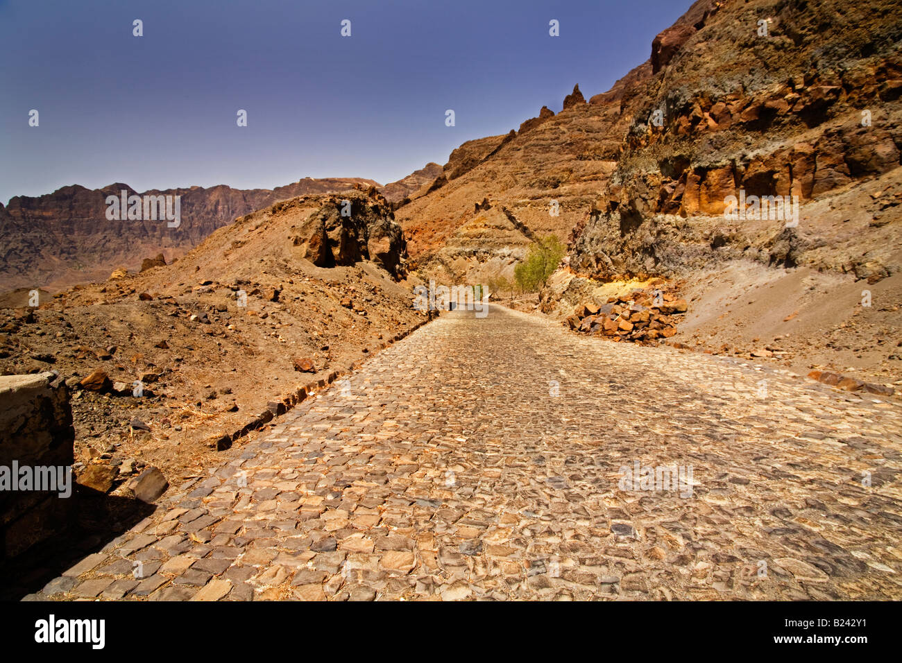 The cobblestone roads of Santo Antao Cape Verde Stock Photo - Alamy
