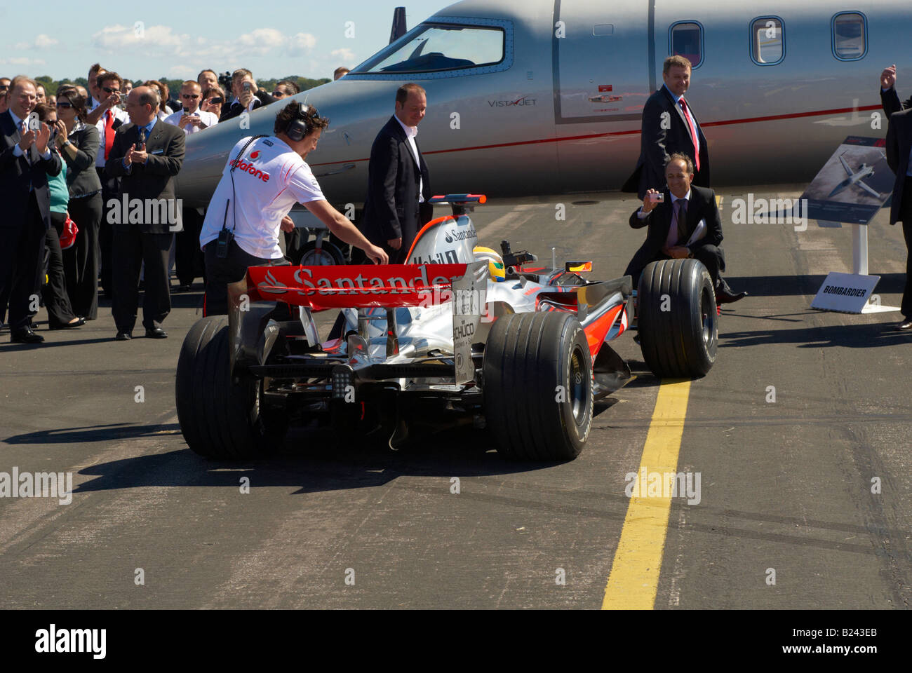 Lewis Hamilton Bombardier Learjet McLaren F1 car Farnborough Air Show ...