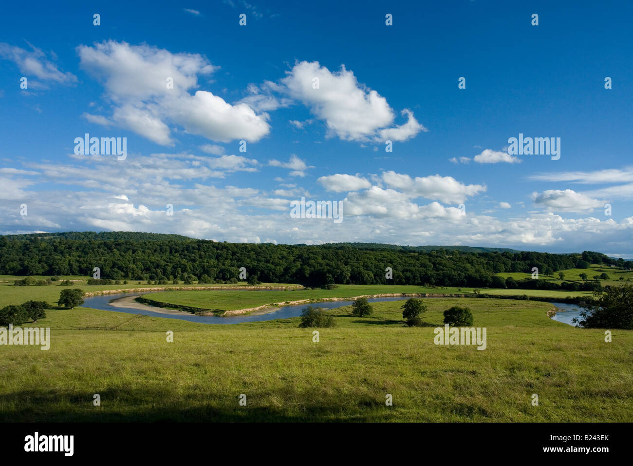 Oxbow in River Severn in late evening summer light Leighton Shropshire ...