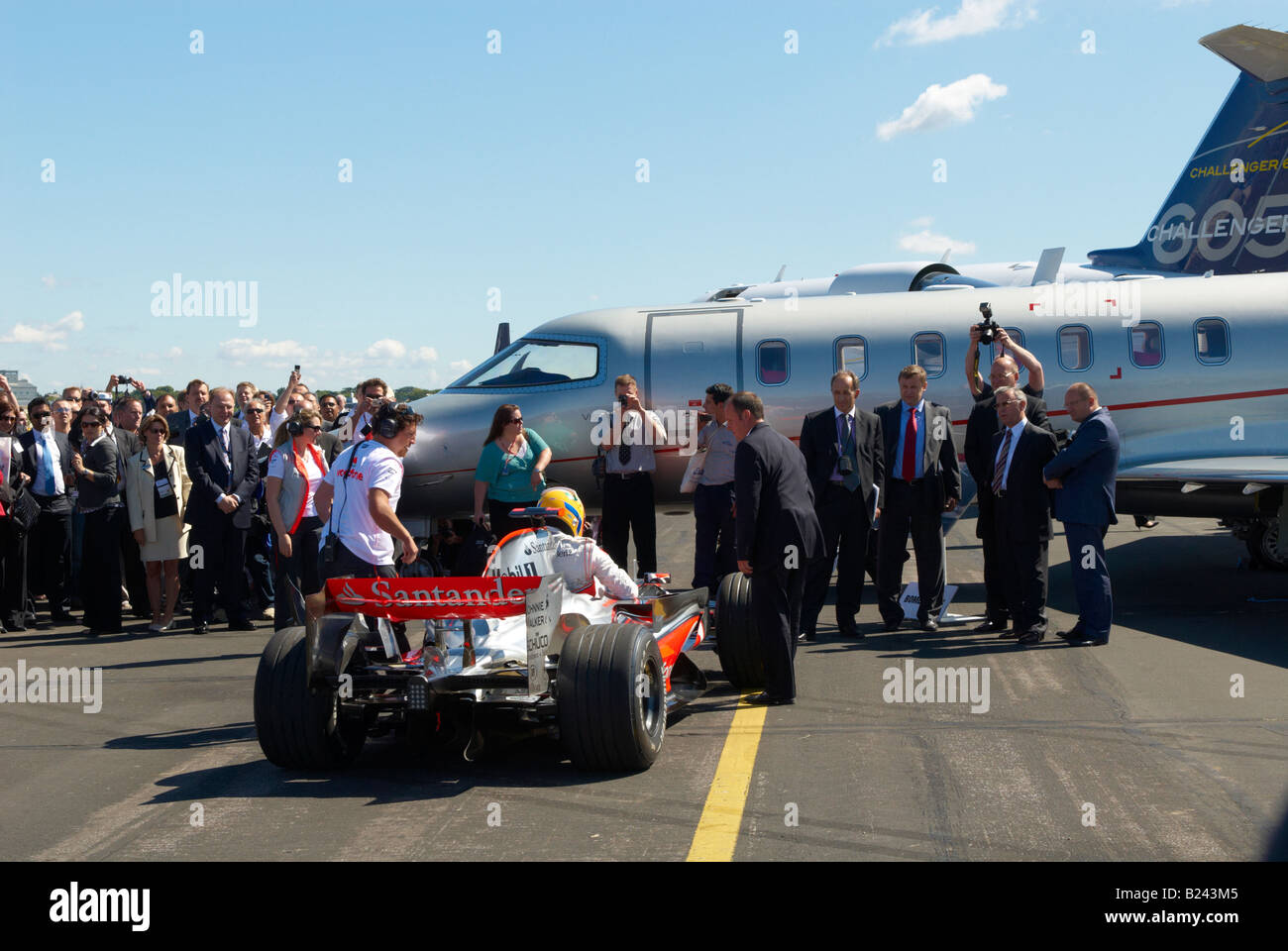 Lewis Hamilton Bombardier Learjet McLaren F1 car Farnborough Air Show ...