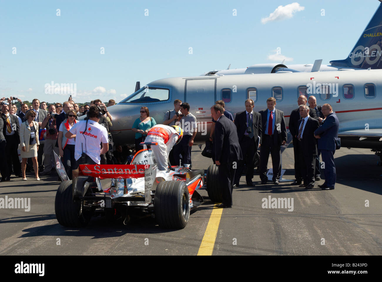 Lewis Hamilton Bombardier Learjet McLaren F1 car Farnborough Air Show ...