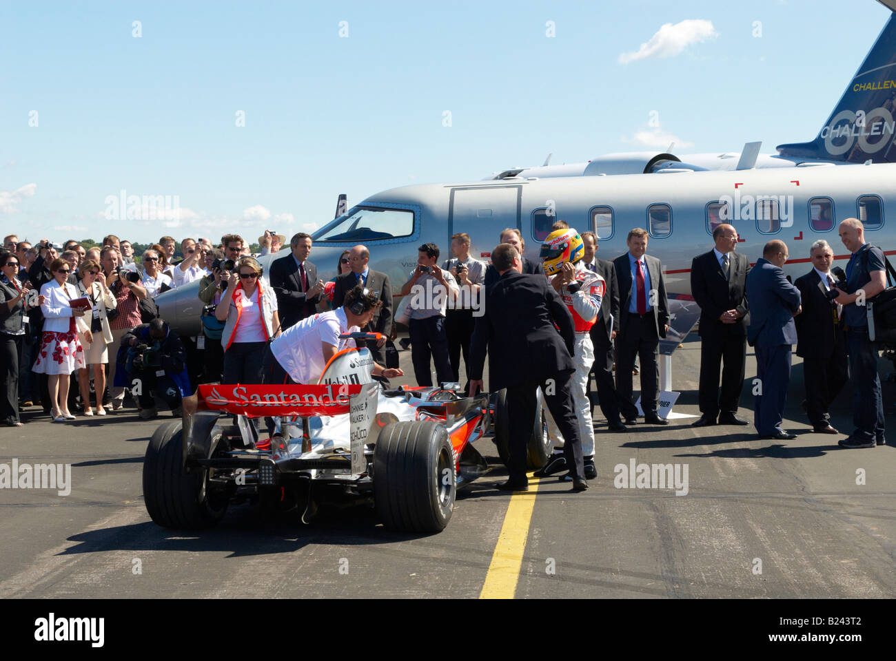 Lewis Hamilton Bombardier Learjet McLaren F1 car Farnborough Air Show ...