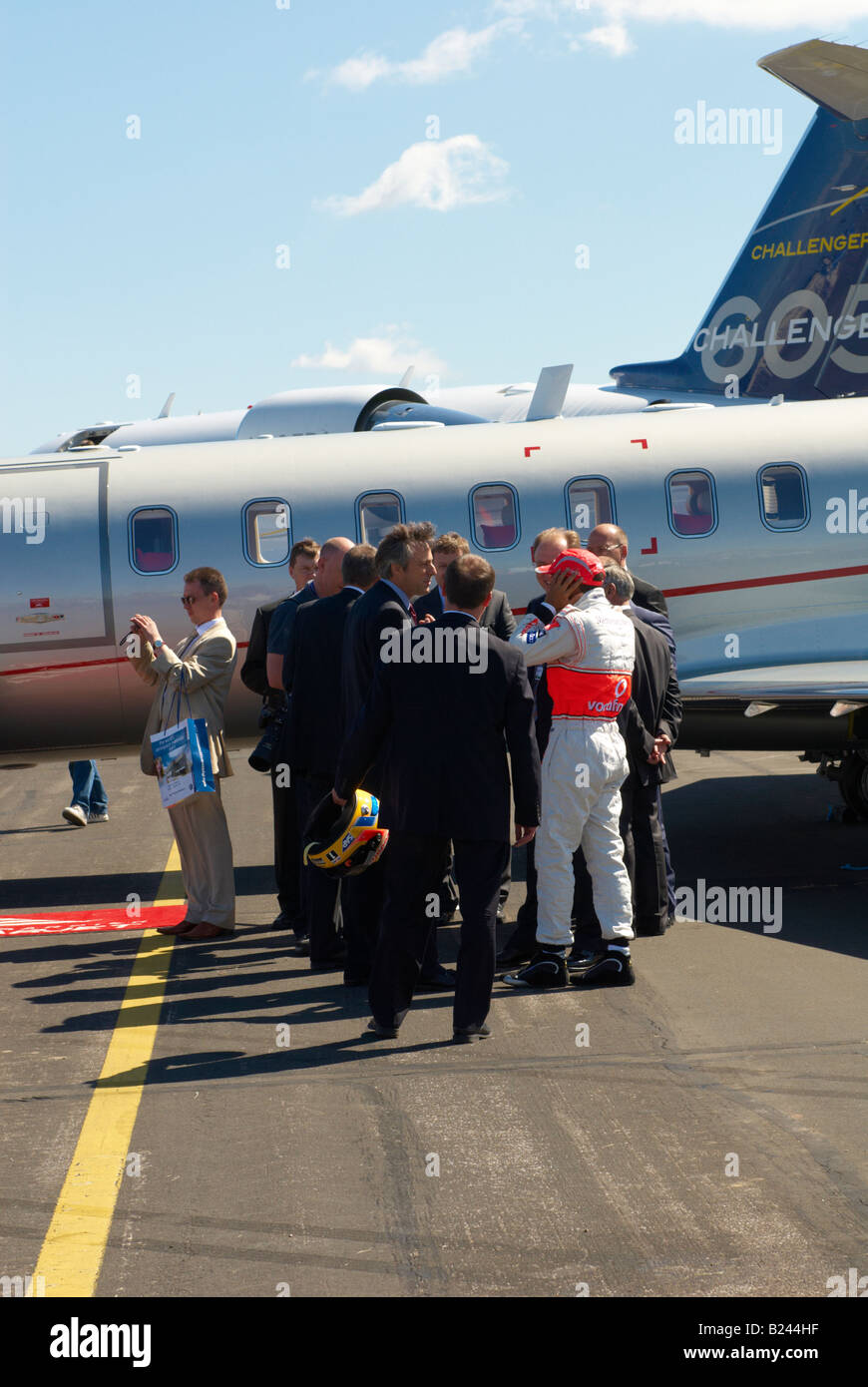 Lewis Hamilton Bombardier Learjet Farnborough Air Show 2008 Stock Photo ...