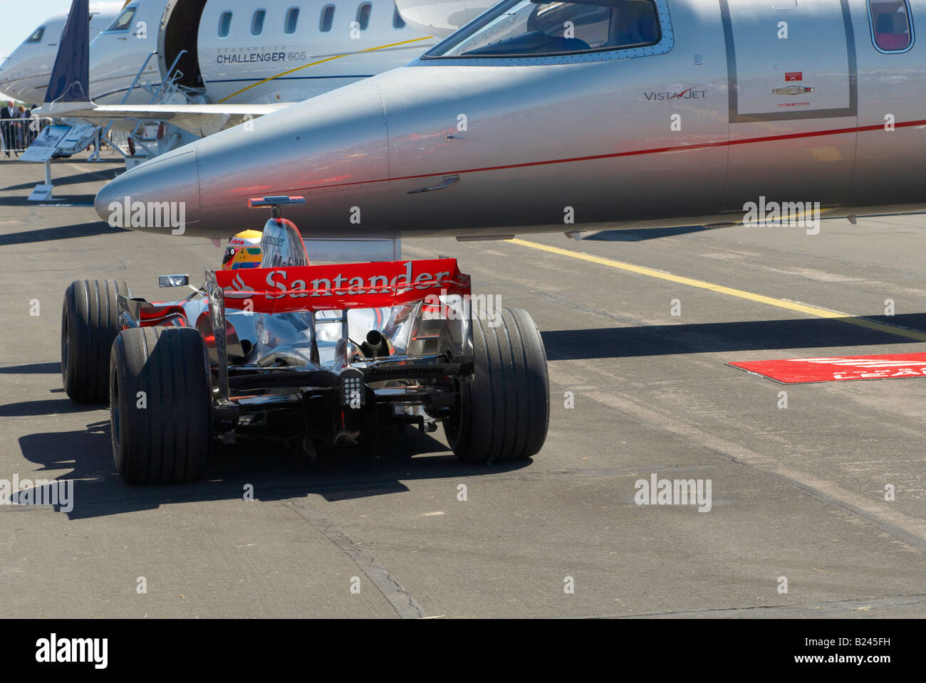 Lewis Hamilton Bombardier Learjet McLaren F1 car Farnborough Air Show ...