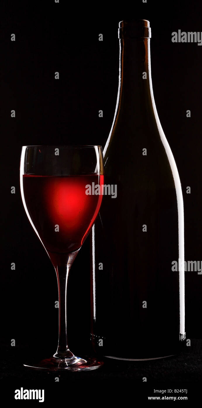 wine objects on black background Stock Photo - Alamy