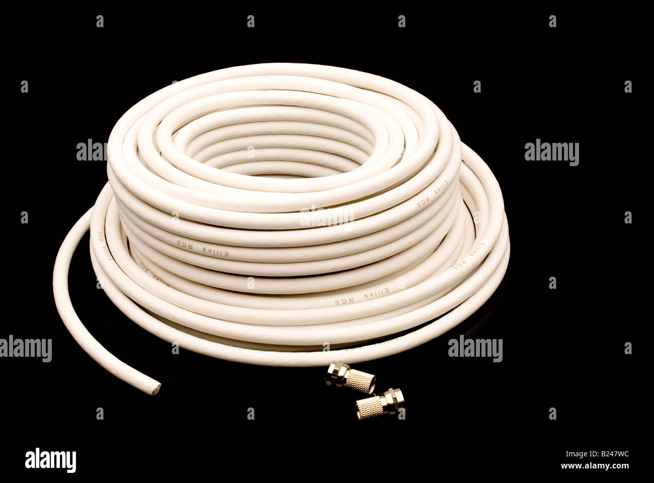 Electrical cable on black background Stock Photo - Alamy