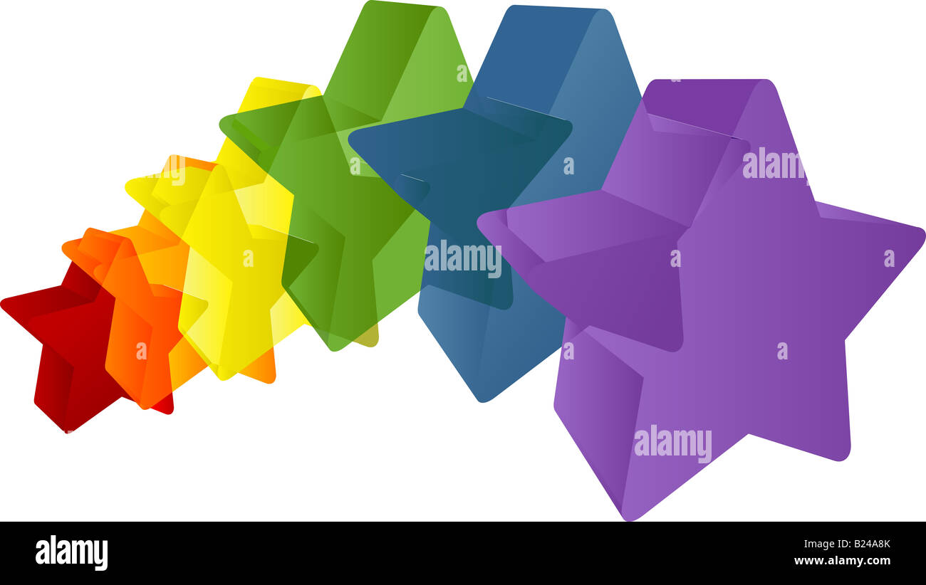 Illustration of stars in rainbow colors translucent effect Stock Photo ...