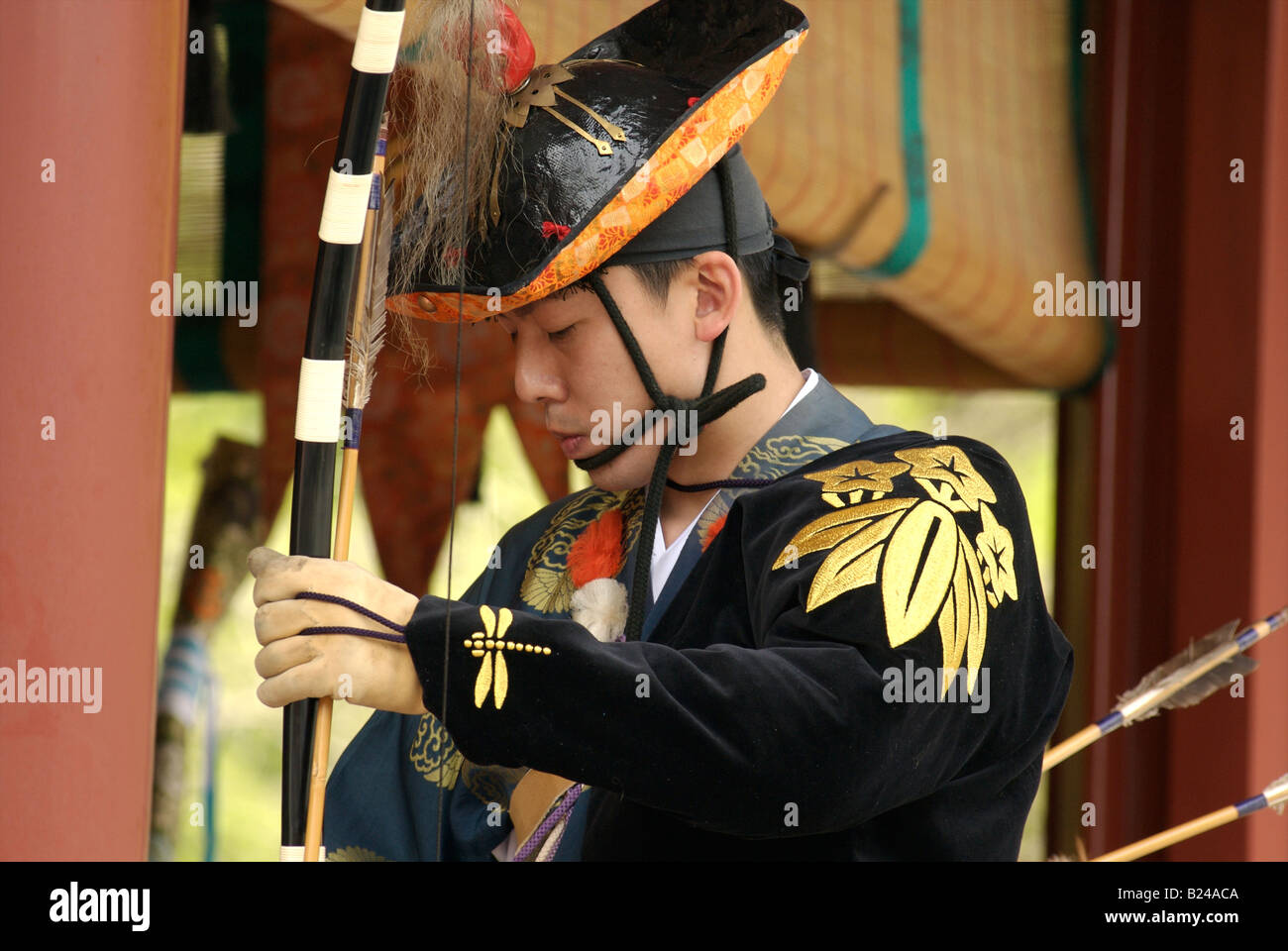 Archer in Period Costume at Kamakura Horseback Archery Festival Stock ...