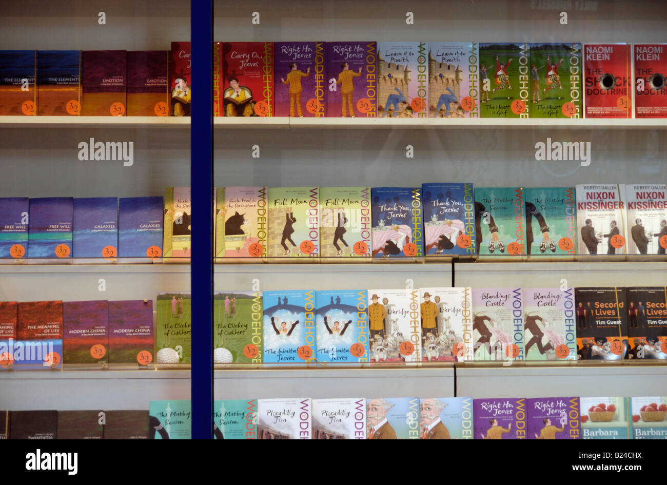 Rows of books on display in UK book shop window Stock Photo - Alamy