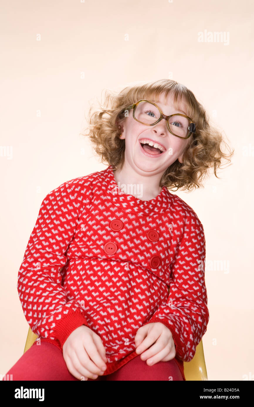 A geeky girl laughing Stock Photo - Alamy