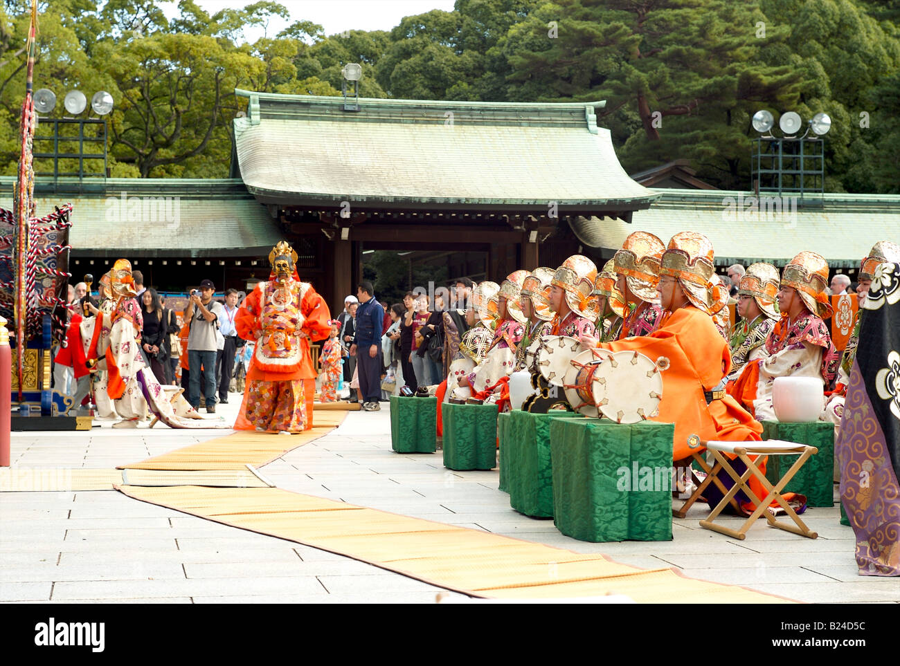 Performers wearing period costumes at Meiji Shrine Festival (matsuri ...