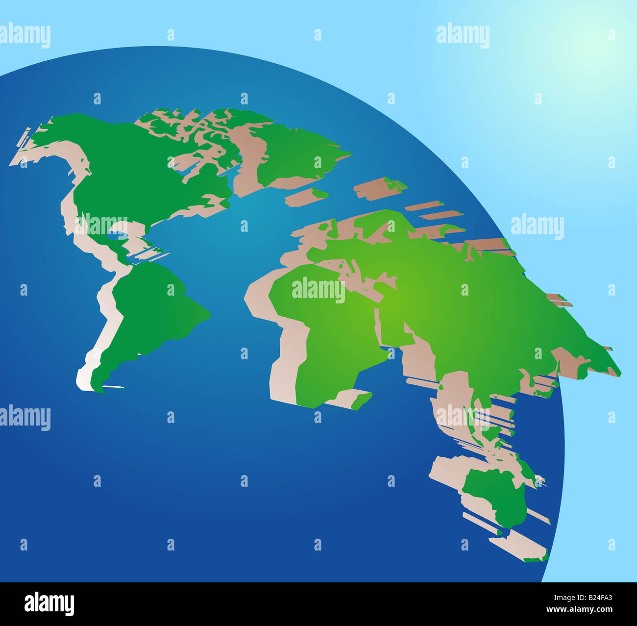 Globe with a 3d map of the world coming out Vector illustration Stock ...