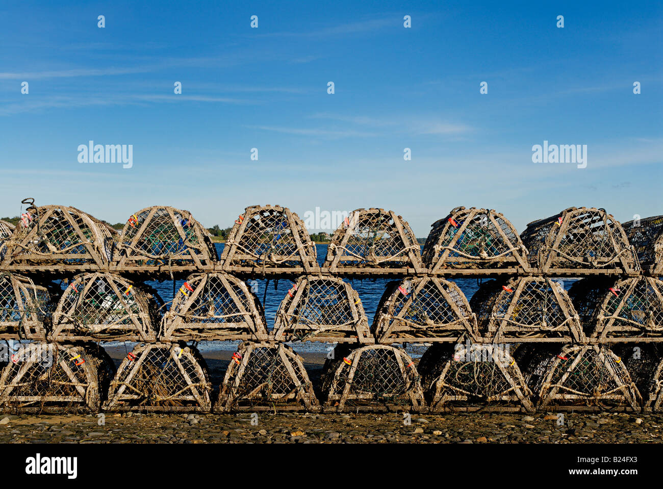 Traditional wooden lobster traps Cape Cod, Massachusetts Stock Photo ...