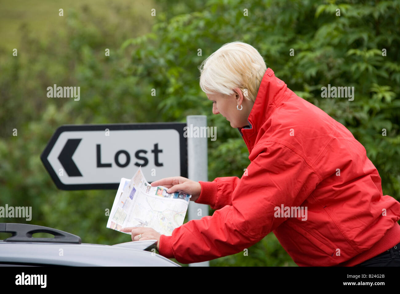 Map reading near remote Scottish village called Lost, Scotland uk Stock ...