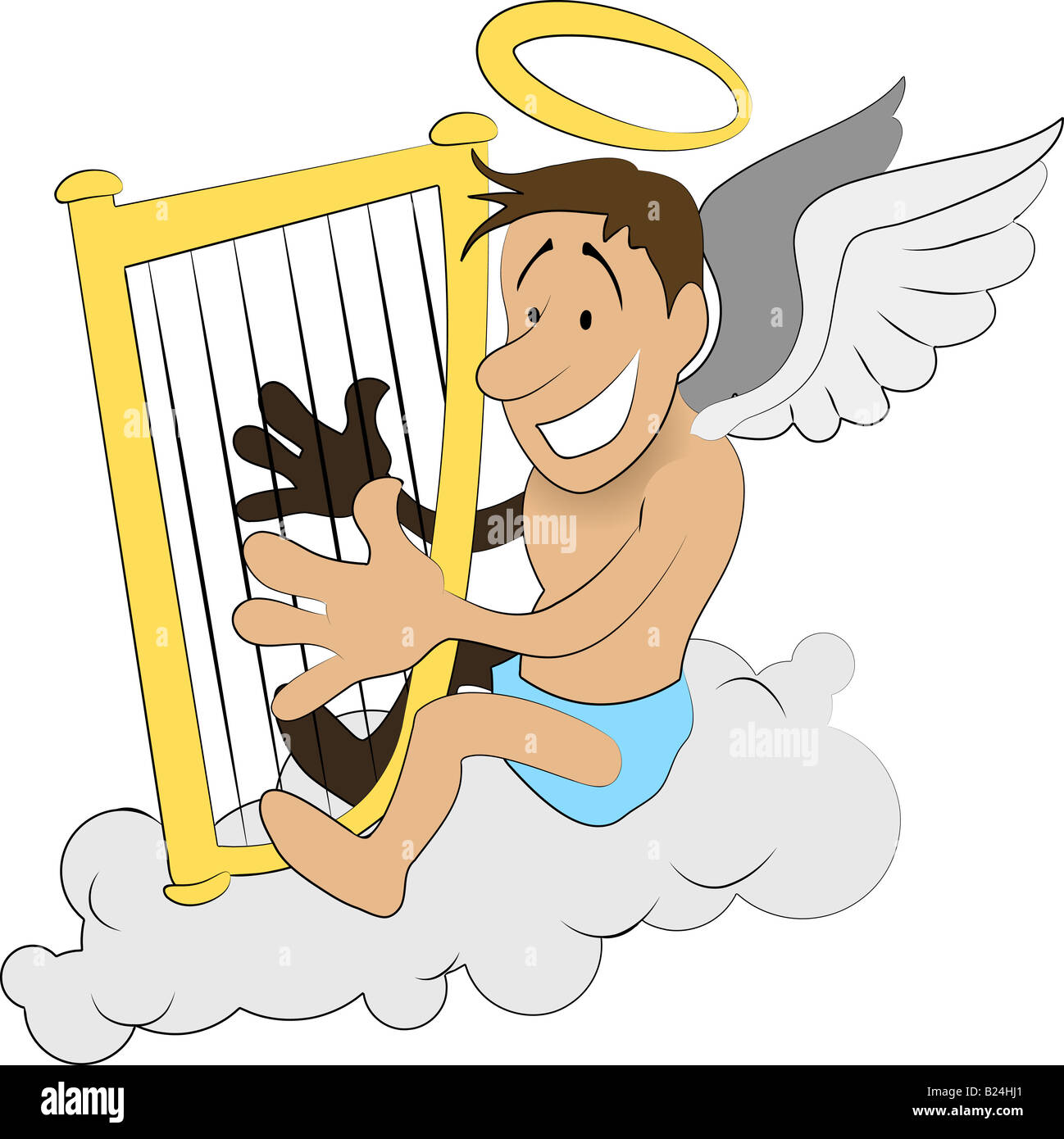 Angel harp . An illustration of an angel playing harp on a cloud Stock ...