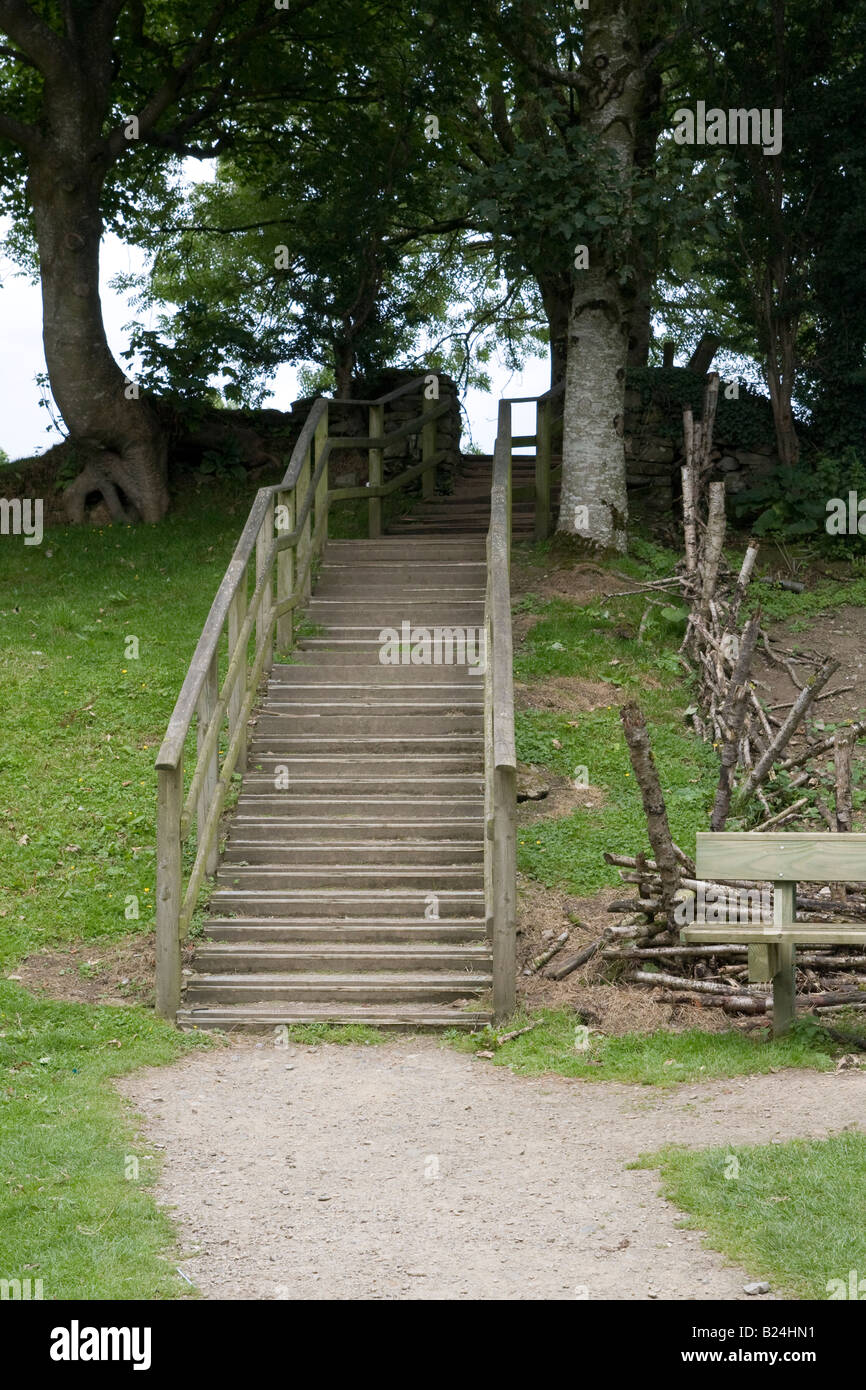 Wooden steps up steep hill hi-res stock photography and images - Alamy