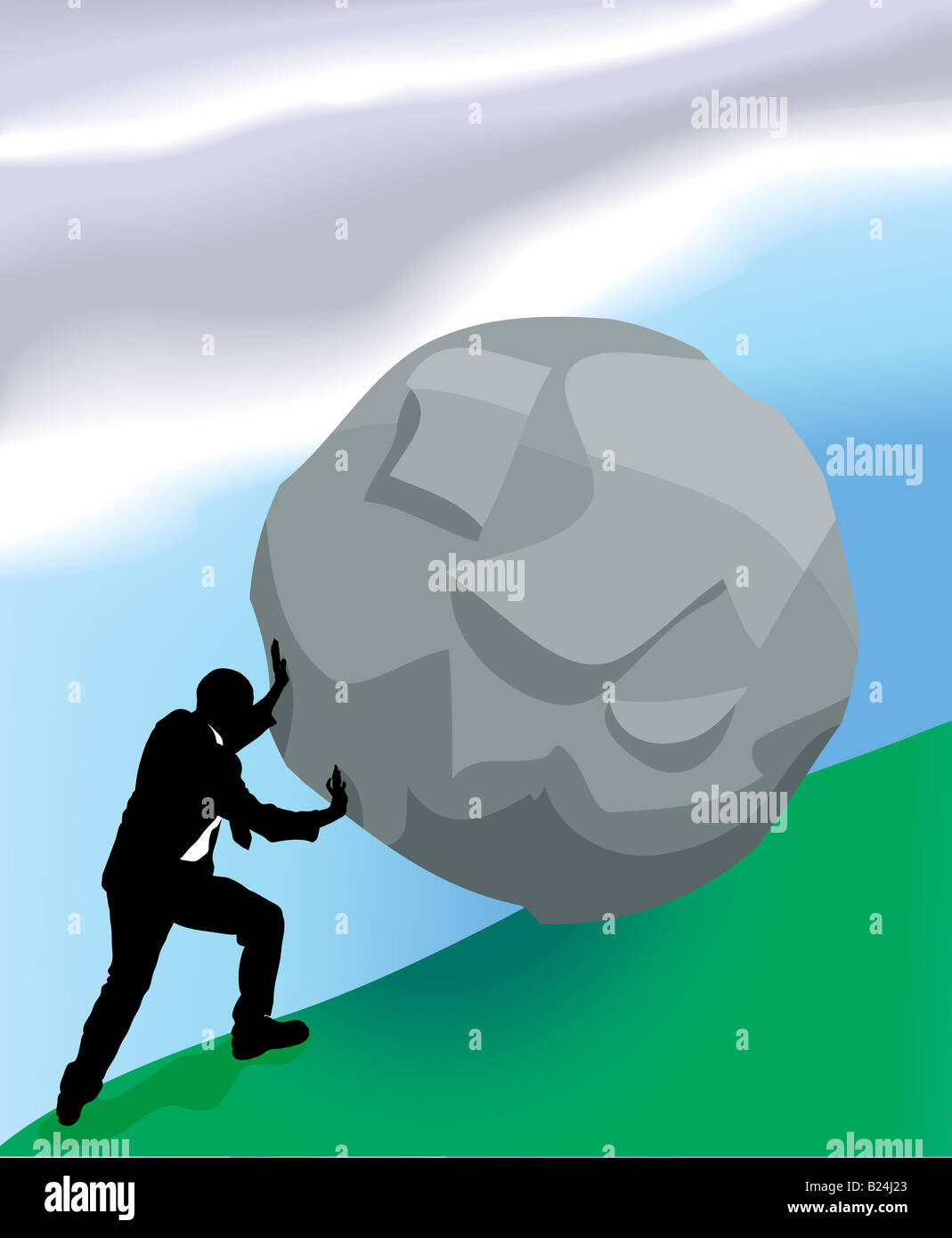 Man pushing boulder hi-res stock photography and images - Alamy