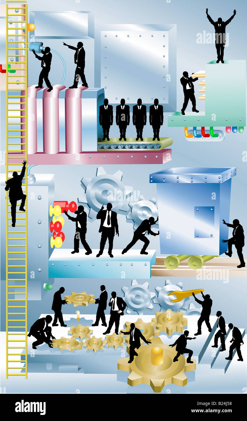 Business machine Conceptual piece. A business corporation represented ...