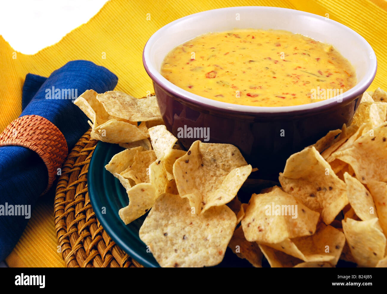 Queso cheese dip chips hi-res stock photography and images - Alamy