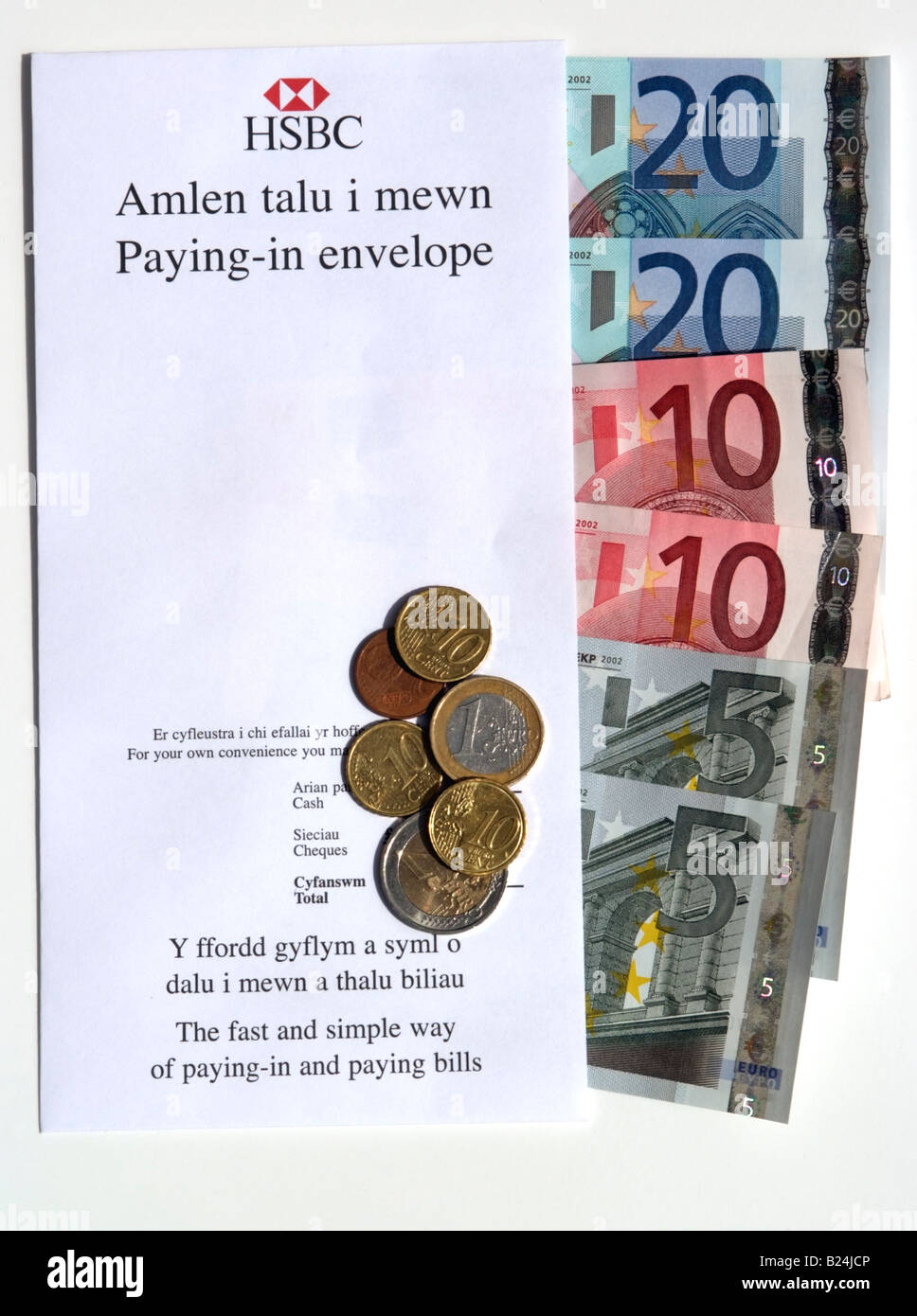 HSBC bank paying in envelope printed in English and Welsh containing ...