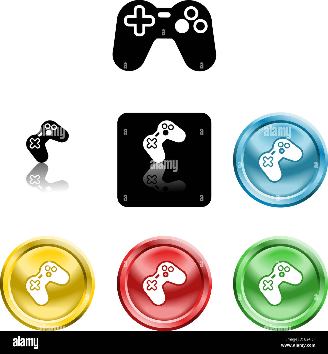Several versions of an icon symbol of a stylised game controller Stock ...