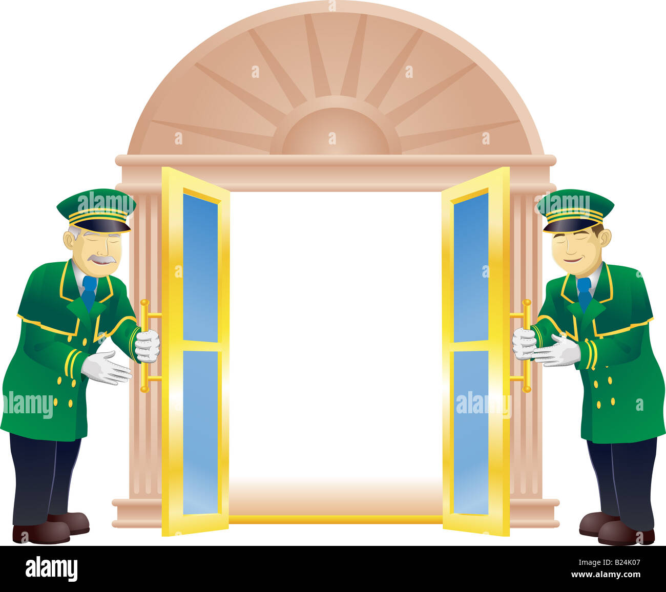 Holding a door open and illustration hi-res stock photography and ...