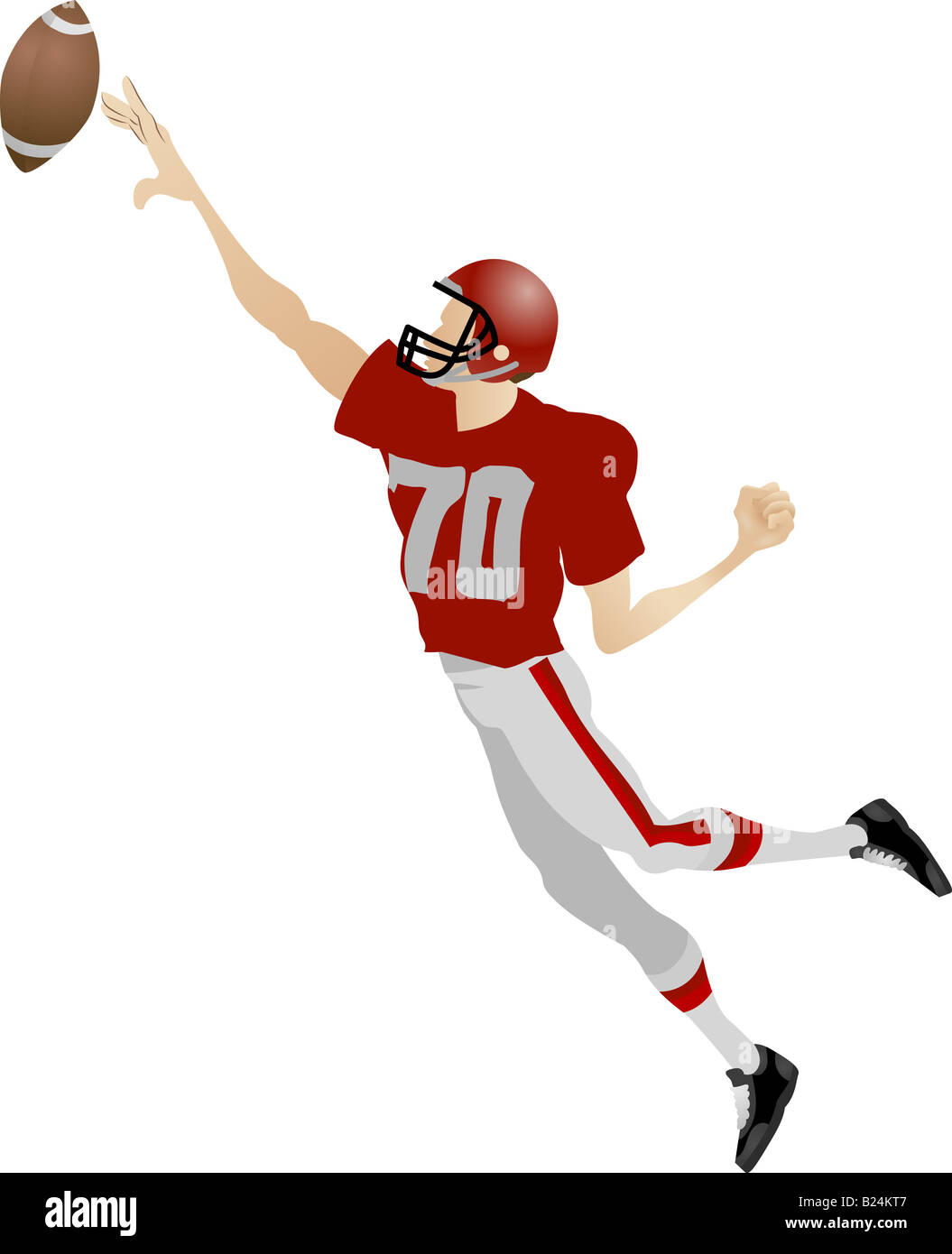 An illustration of an American footballer jumping to try and catch a ...