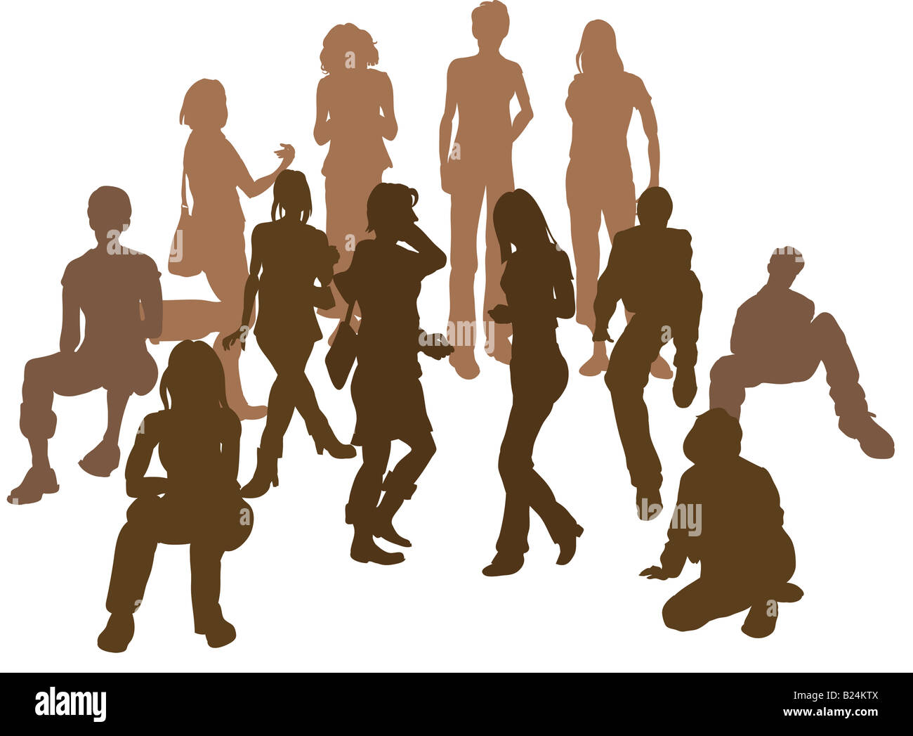 Teenager silhouette gang Cut Out Stock Images & Pictures - Alamy