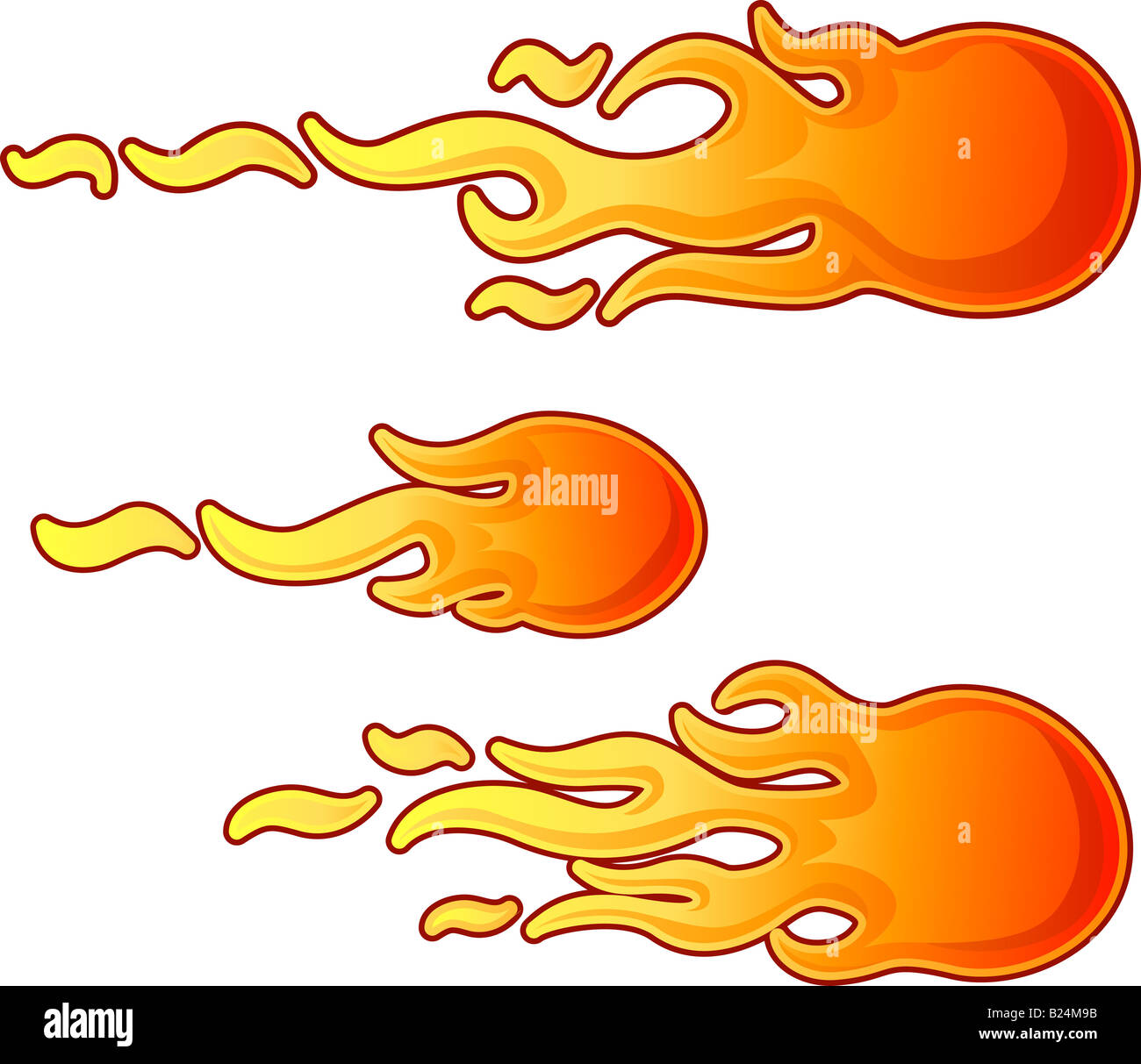 illustration of three fire ball design elements Stock Photo - Alamy