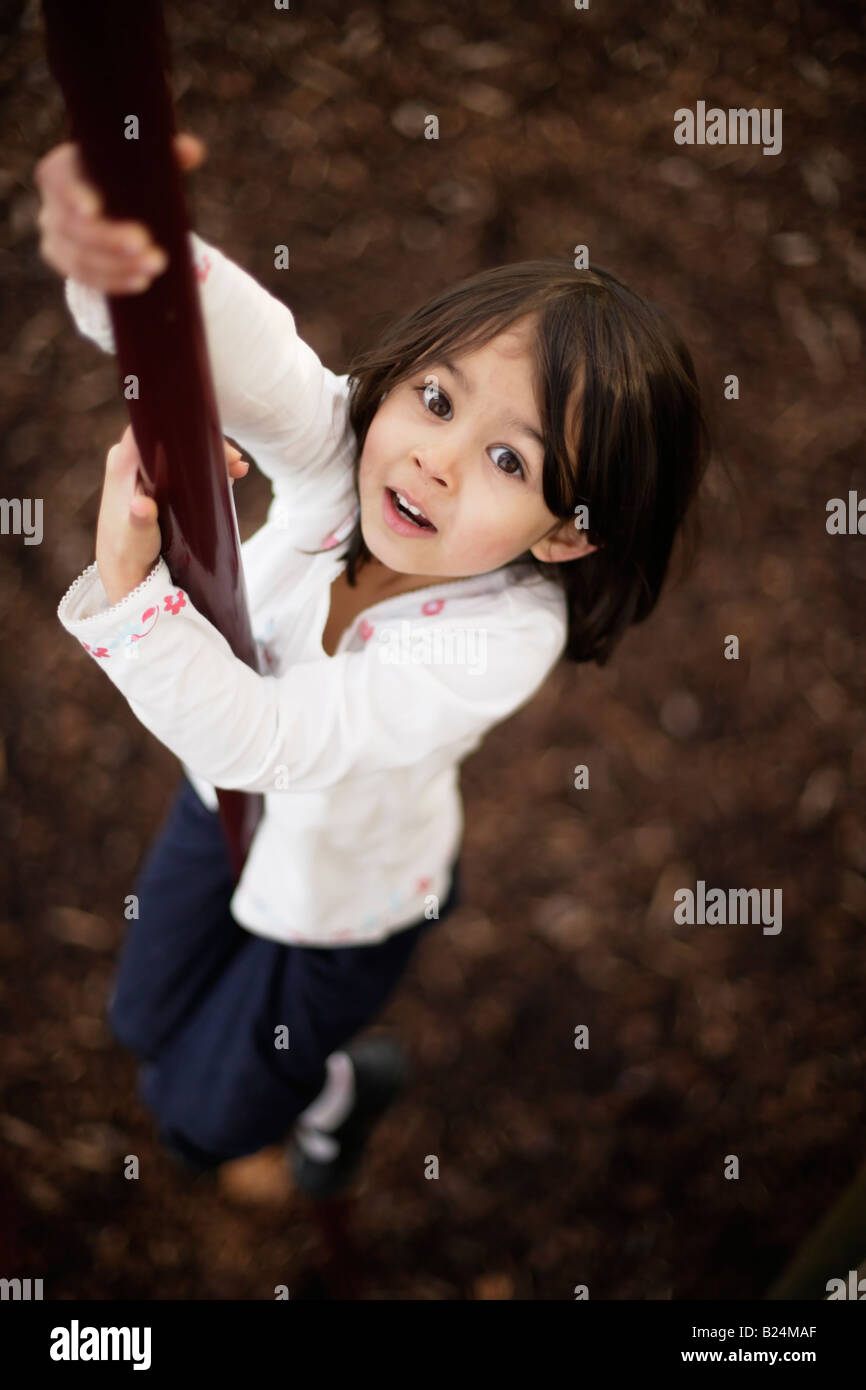 Child About To Slide Down The Pole High Resolution Stock Photography ...