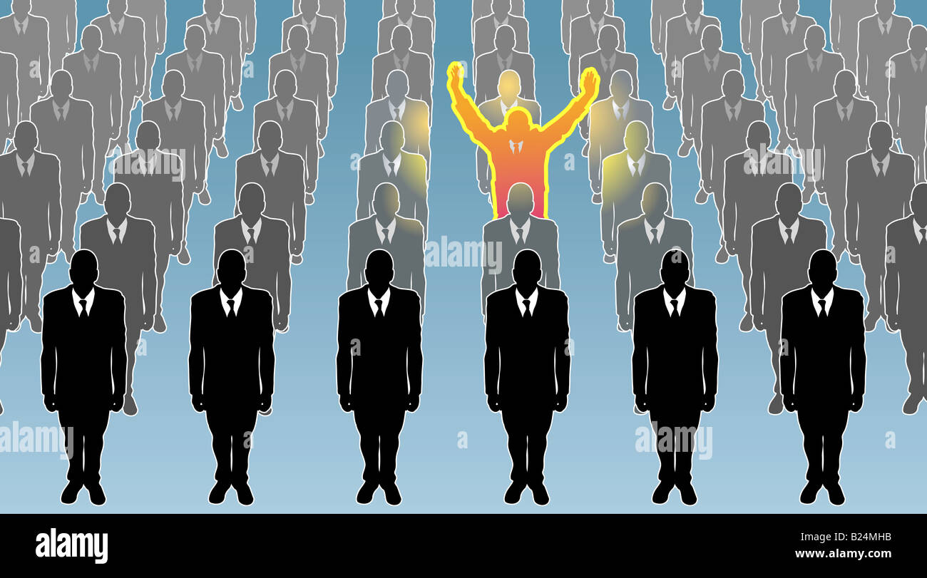 Exceptional person. An exceptional person standing out from the crowd ...