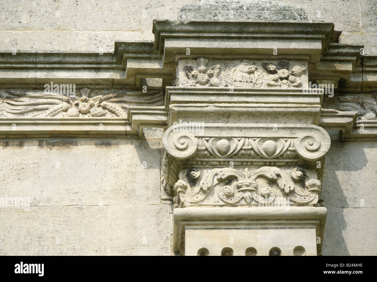 Kirby Hall Northamptonshire UK detail of Elizabethan carved stone ...