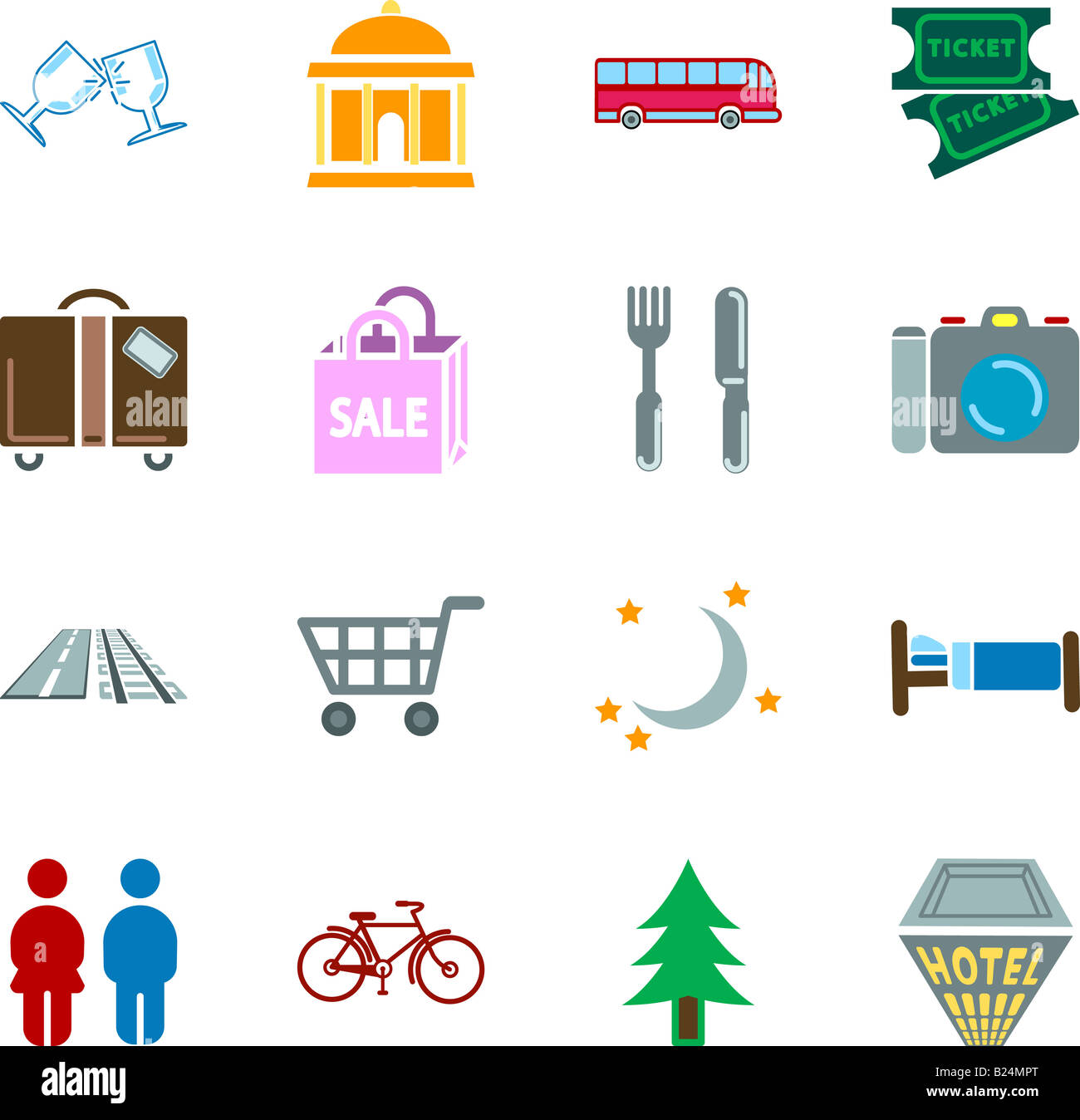 Tourist locations icon set Icon set relating to city or location ...