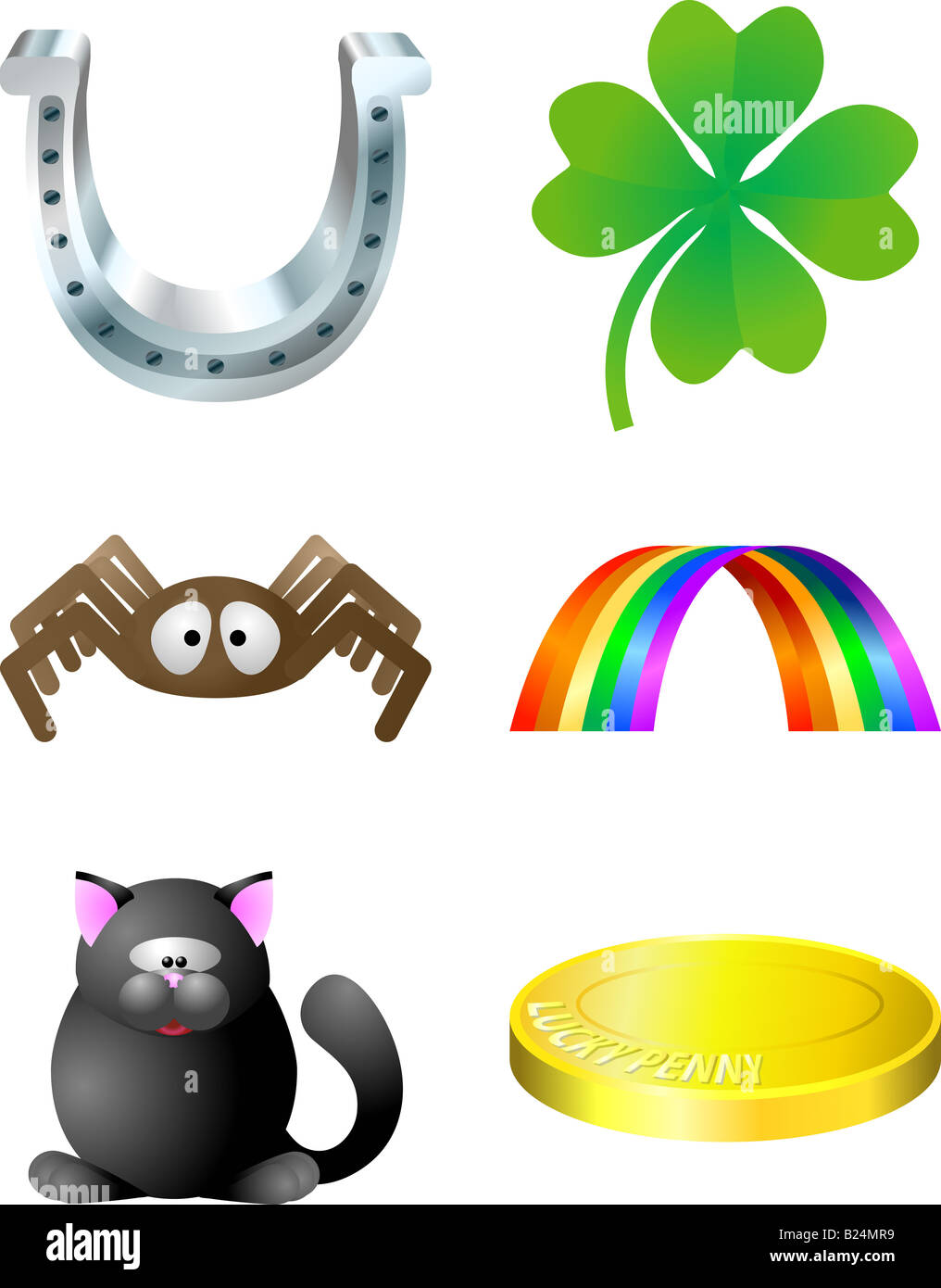 Luck elements. Illustration set of icons relating to luck Stock Photo ...